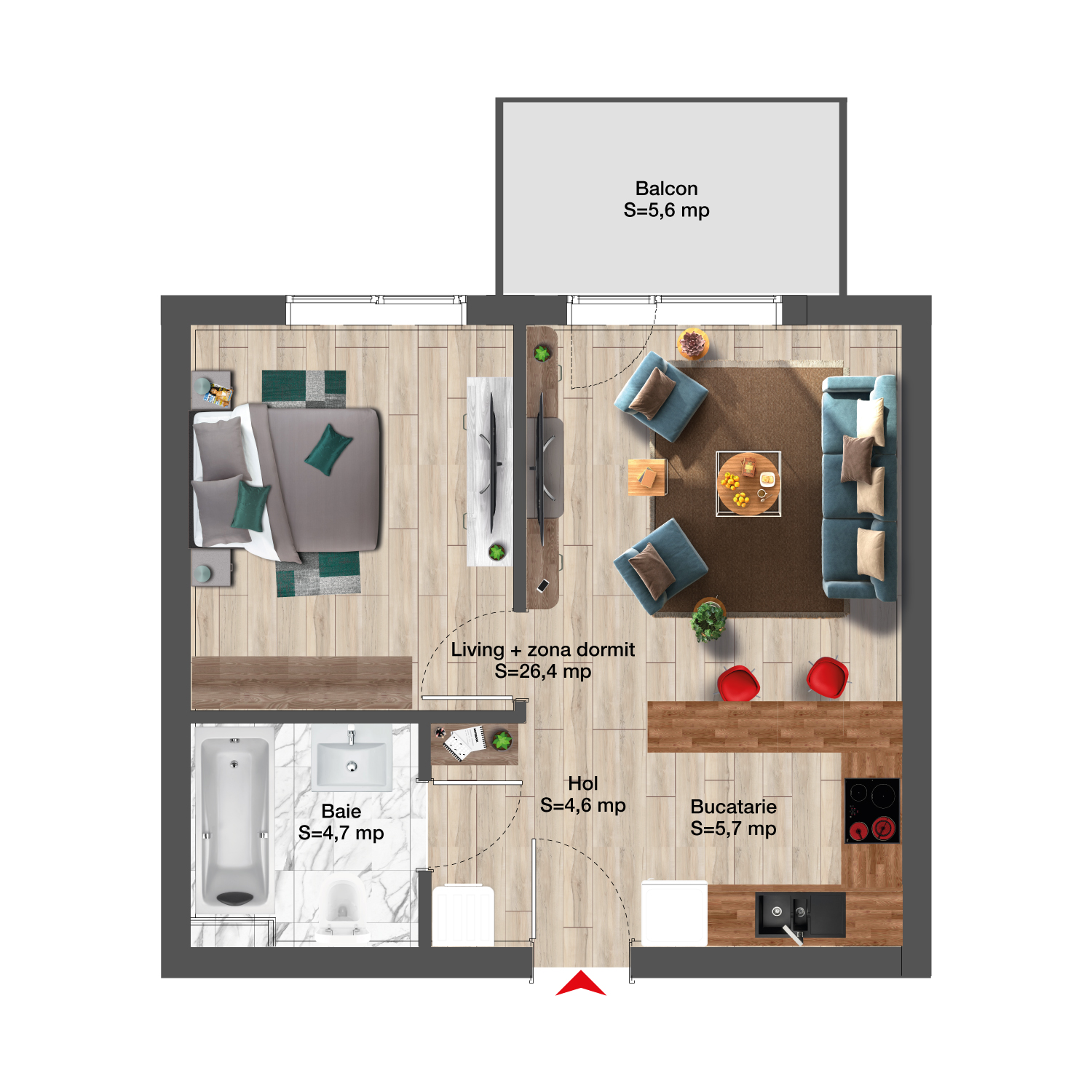 Studio dublu 57 m2 - Greenfield Copou